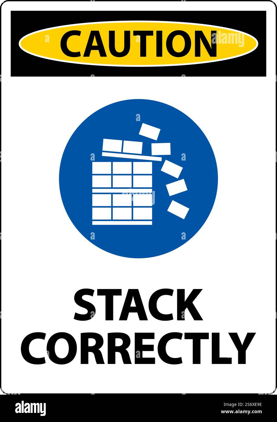 Caution Stack Correctly Sign On White Background Stock Vector Image ...
