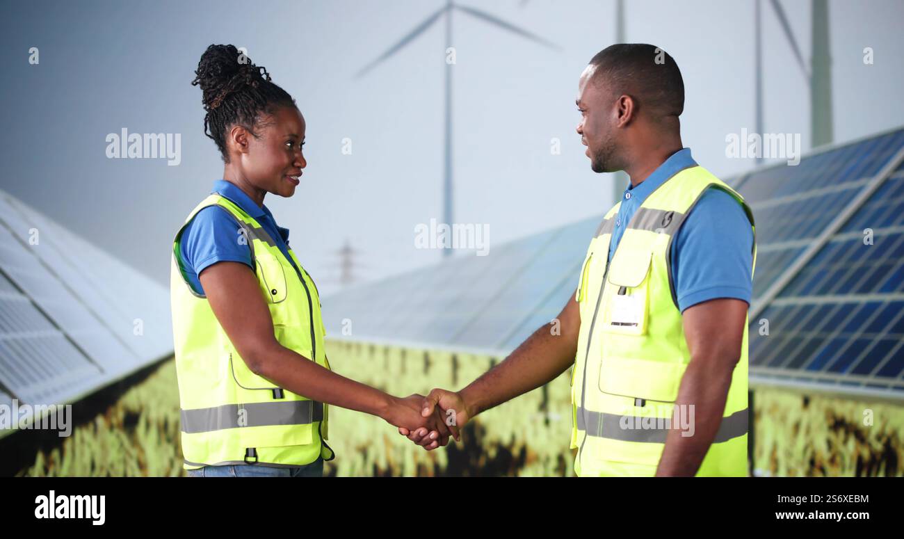 Solar Energy Contract Handshake. Photovoltaic Panel Power Stock Photo ...