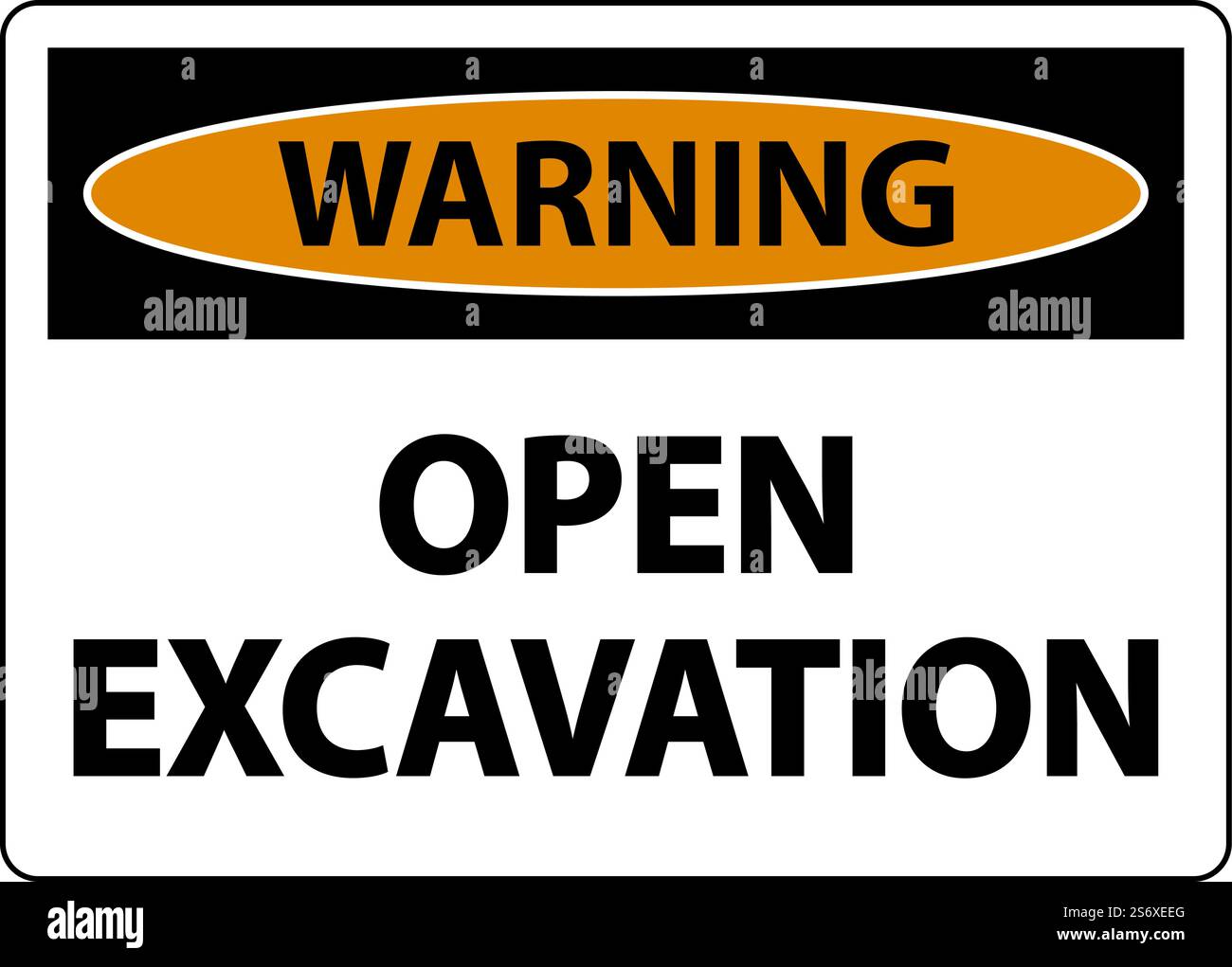 Warning Open Excavation Sign On White Background Stock Vector Image ...