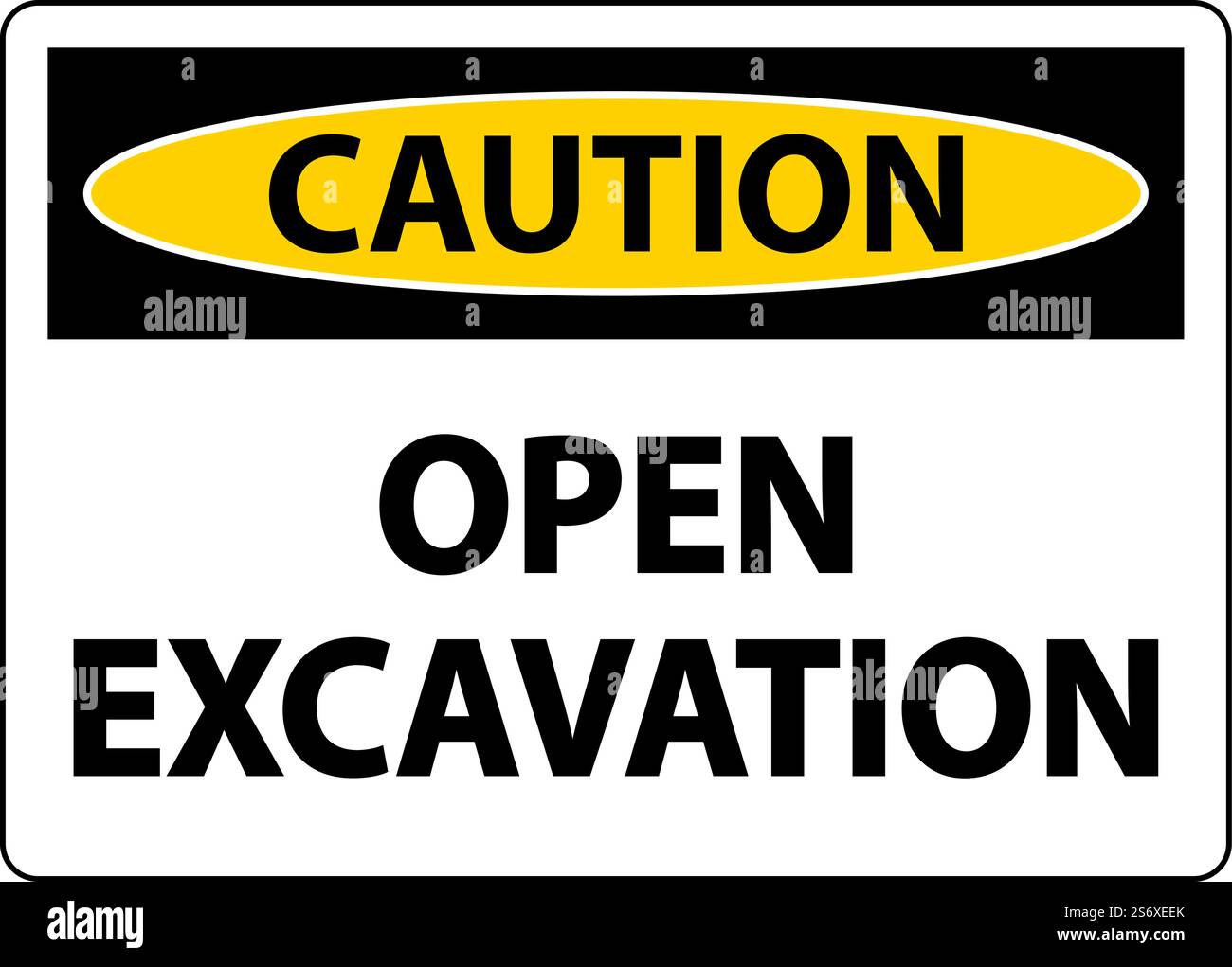 Caution Open Excavation Sign On White Background Stock Vector Image ...