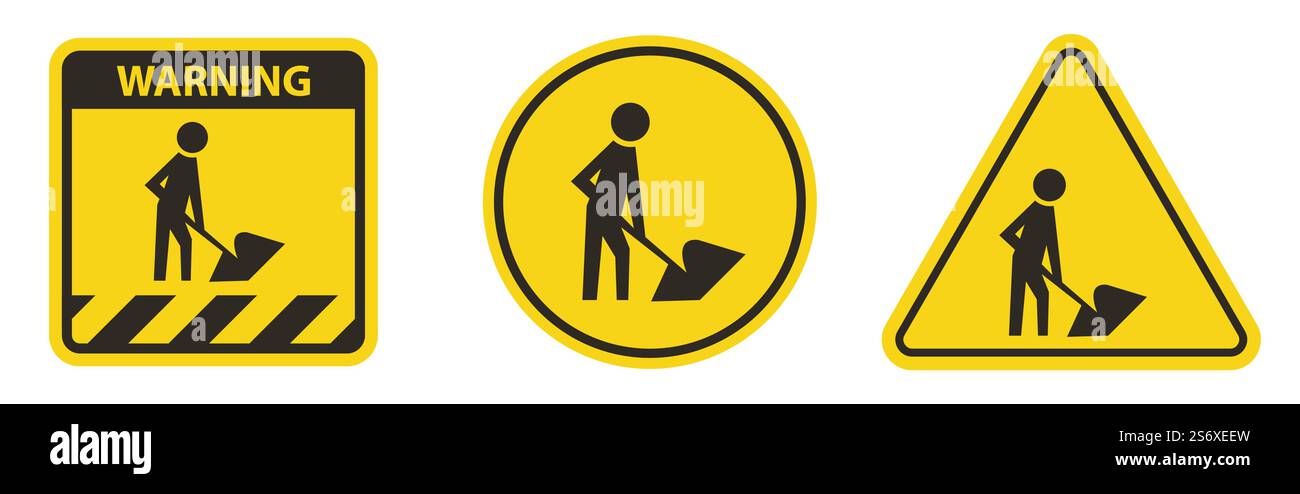Caution Men At Work Symbol Sign Isolate on White Background,Vector ...