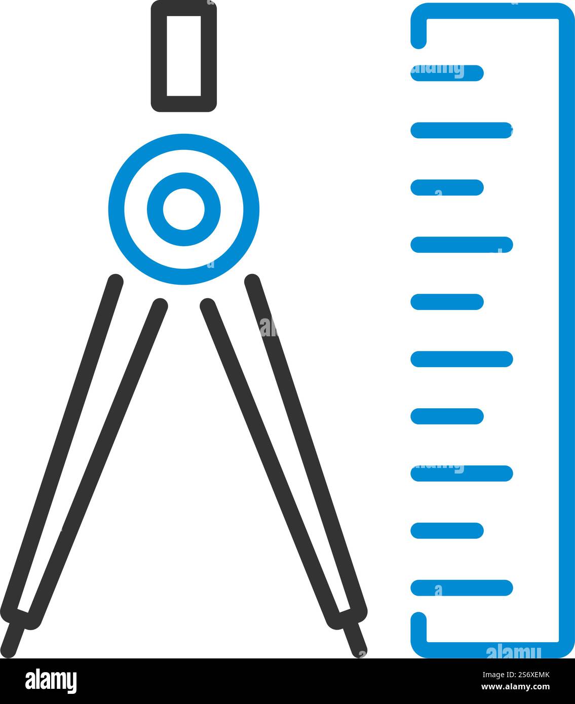 Icon Of Compasses And Scale. Editable Bold Outline With Color Fill ...