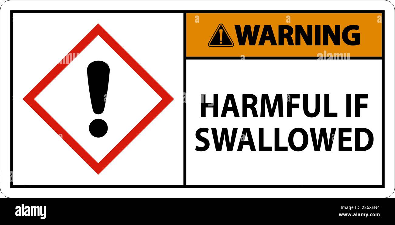 Warning Harmful If Swallowed GHS Sign On White Background Stock Vector ...