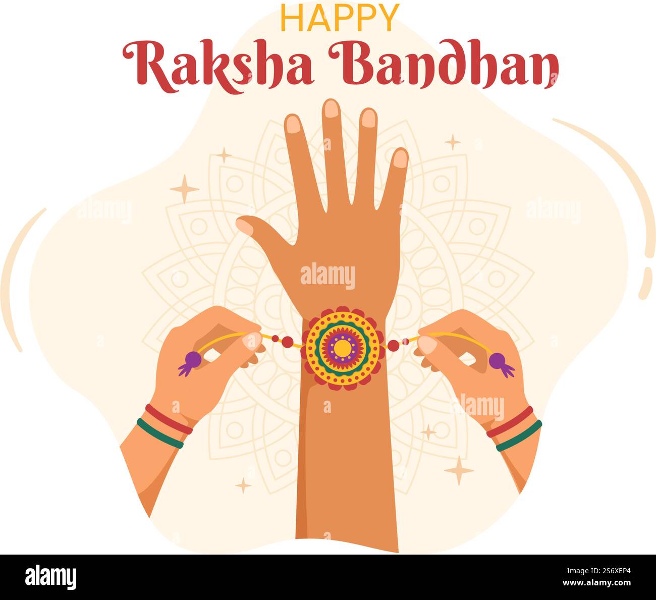 Happy Raksha Bandhan Cartoon Illustration with Sister Tying Rakhi on ...