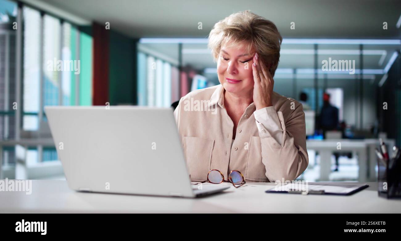 Eye Pain And Inflammation. Woman With Retina Fatigue And Spasm Stock ...