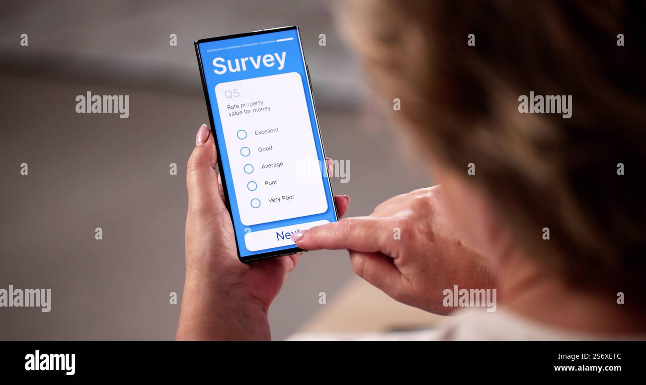 Digital Online Research Survey Form On Mobile Phone Screen Stock Photo ...