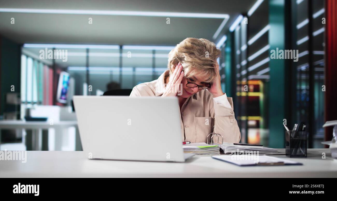 Workaholic Accountant Businesswoman With Headache And Stress Stock ...