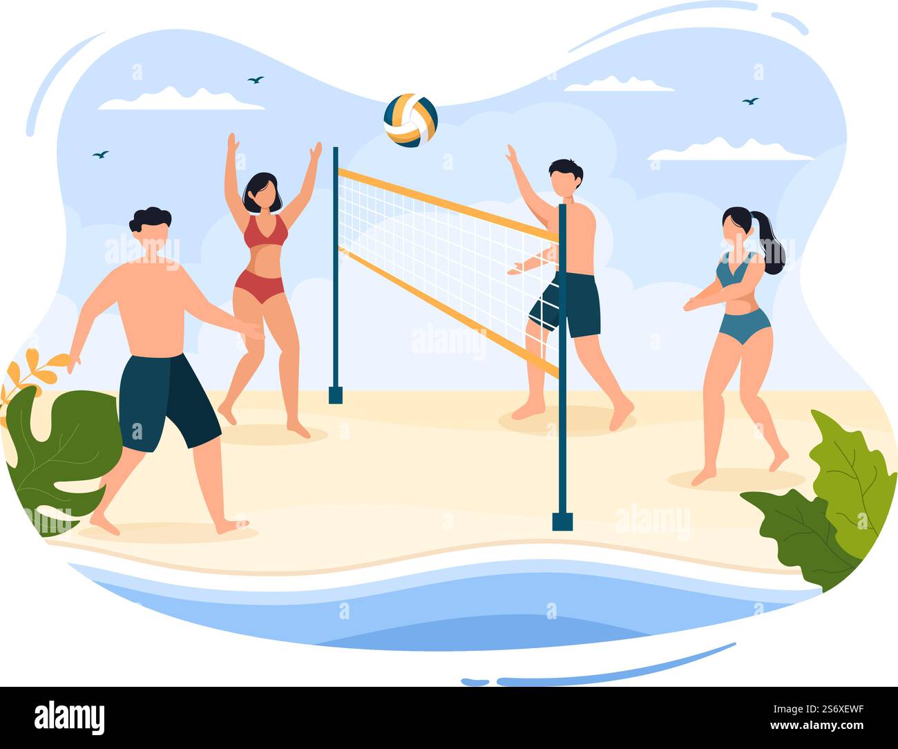 Beach Volleyball Player on the Attack for Sport Competition Series ...