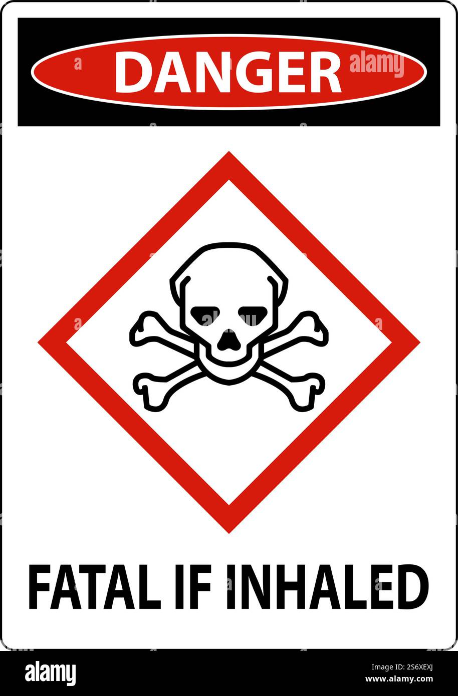 Danger Fatal In Inhaled Sign On White Background Stock Vector Image ...