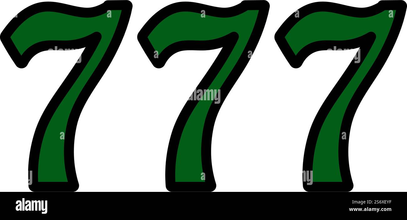 777 Icon. Editable Bold Outline With Color Fill Design. Vector ...