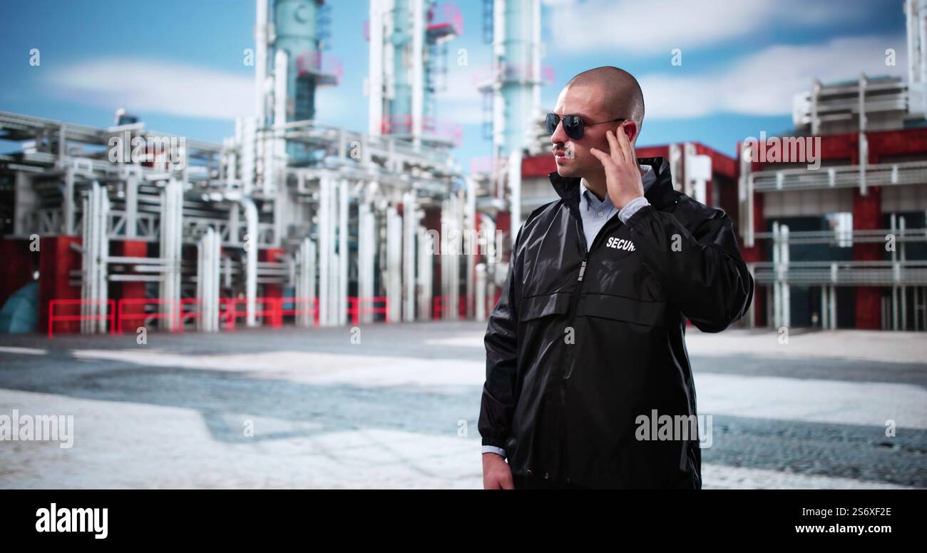Guard Security Man At Chemical Oil And Gas Plant Stock Photo - Alamy