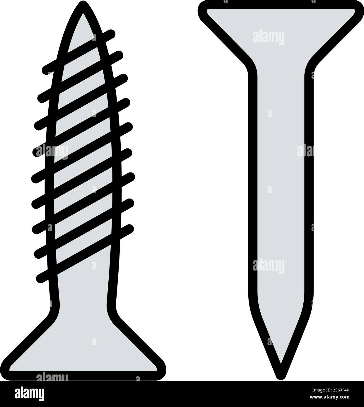 Icon Of Screw And Nail. Editable Bold Outline With Color Fill Design ...