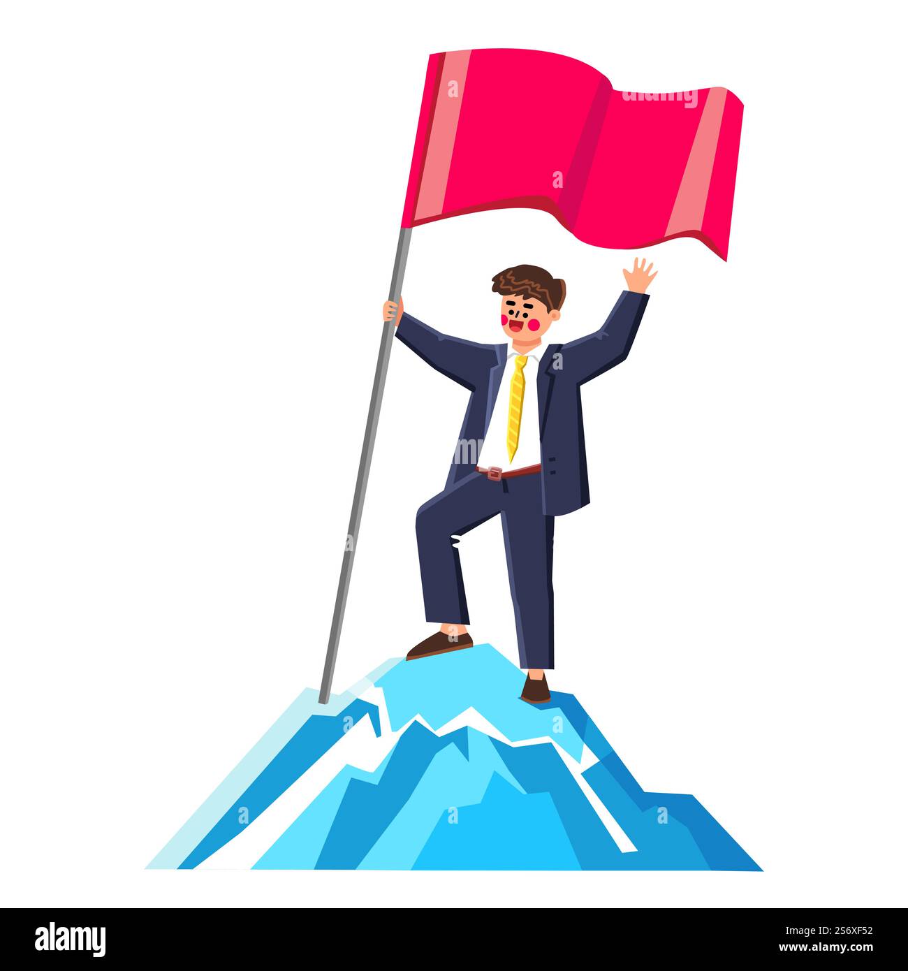 Businessman Perseverance In Business Career Vector. Young Man Manager ...