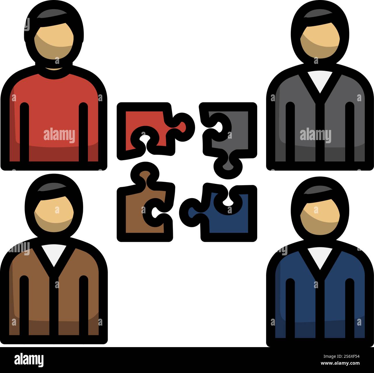 Corporate Team Icon. Editable Bold Outline With Color Fill Design ...
