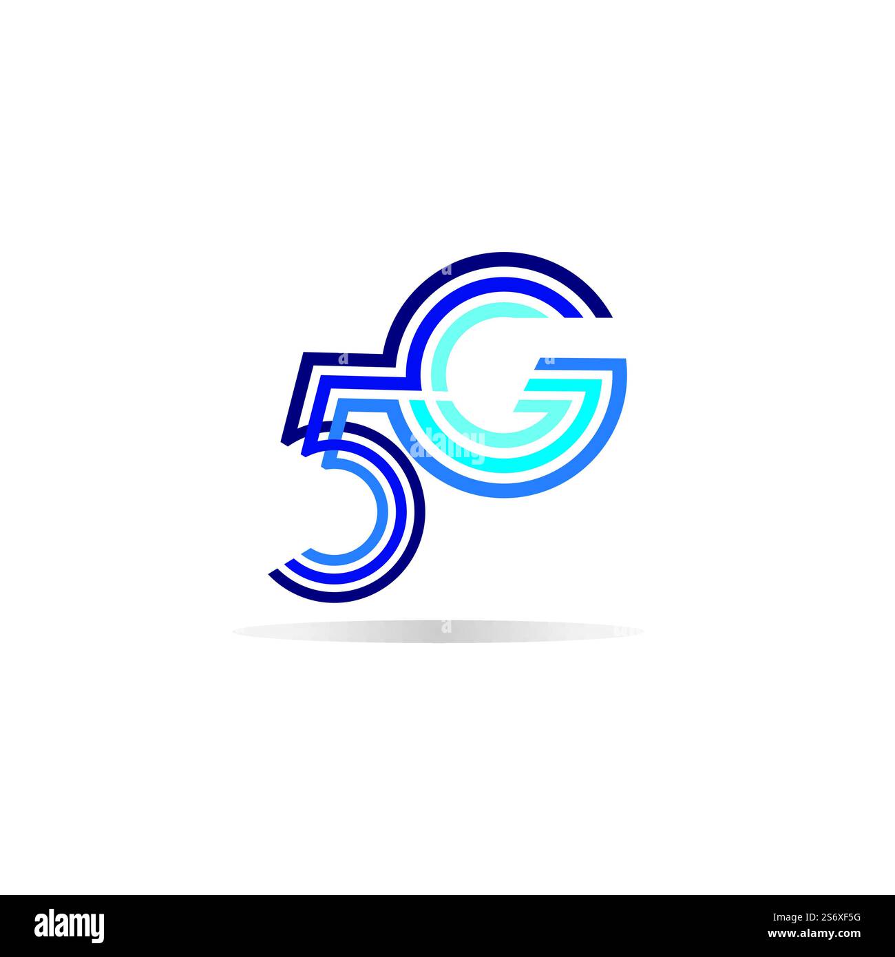 5G network logo. Logo network 5G connection. Number 5 and G letter ...