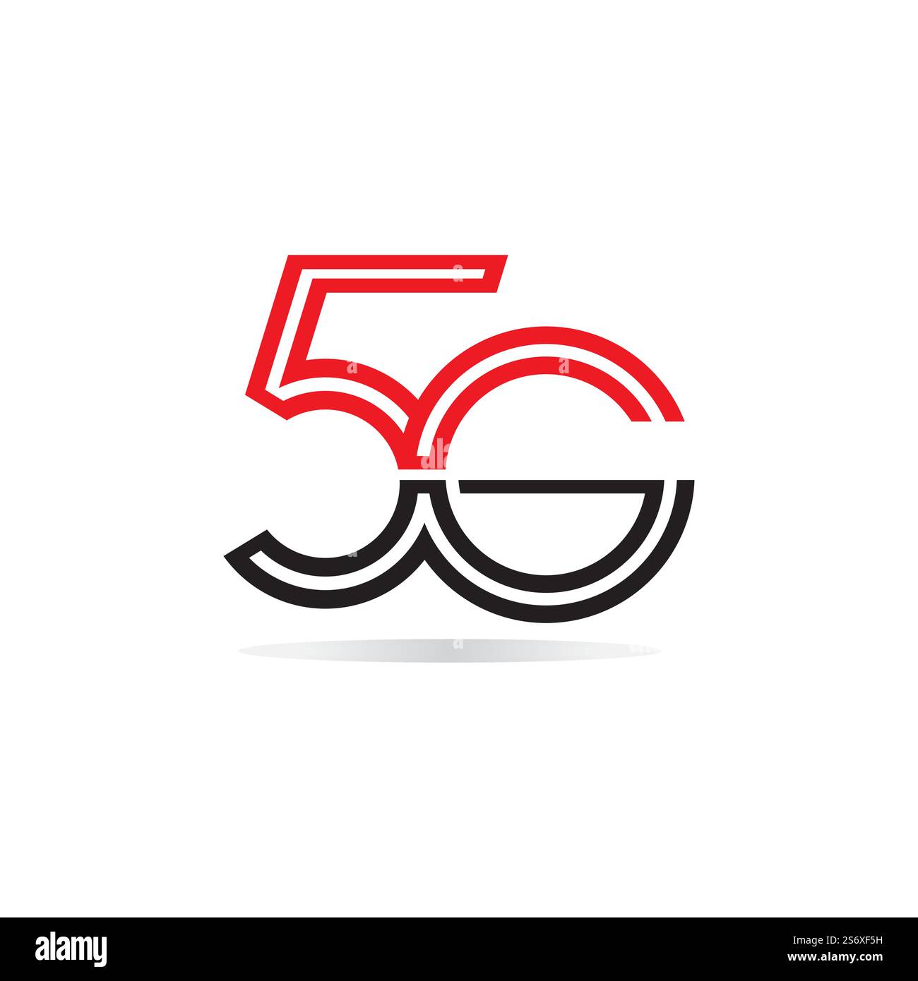 5G network logo. Logo network 5G connection. Number 5 and G letter ...