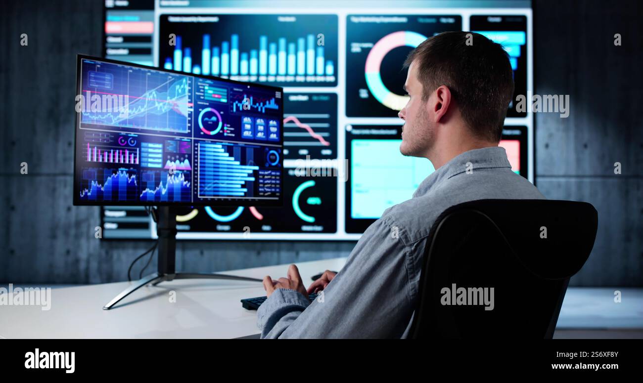 Kpi Business Analytics Data Dashboard. Analyst Using Computer Stock Photo - Alamy