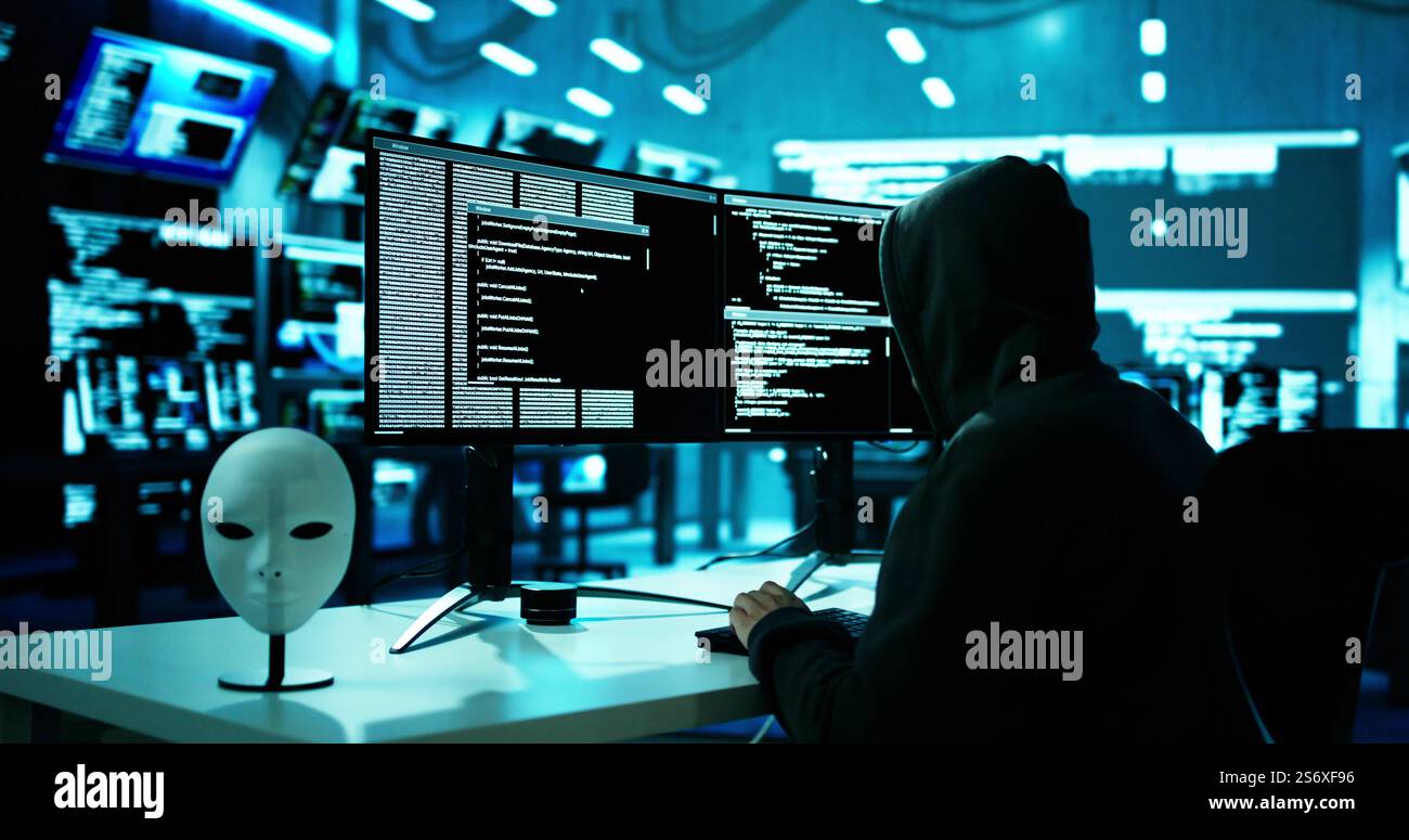 Hacker Stealing Data From Computer. Piracy And Fraud Stock Photo - Alamy