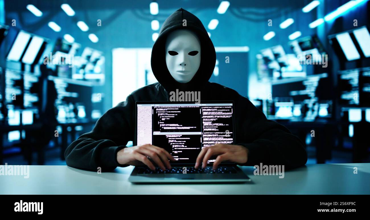 Cyber Security Risk. Thief Man Hacking Data Stock Photo - Alamy