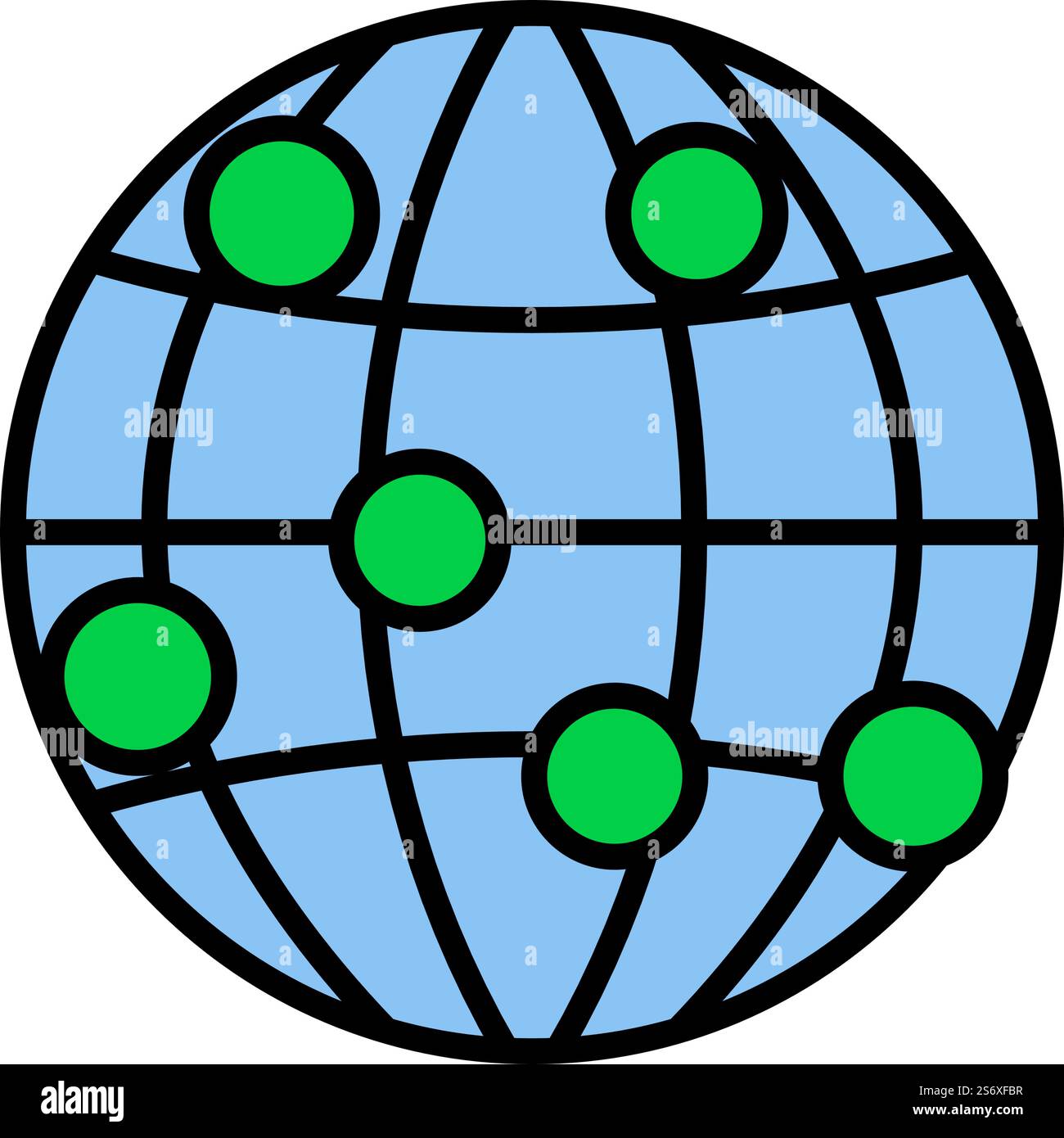 Globe Connection Point Icon. Editable Bold Outline With Color Fill ...
