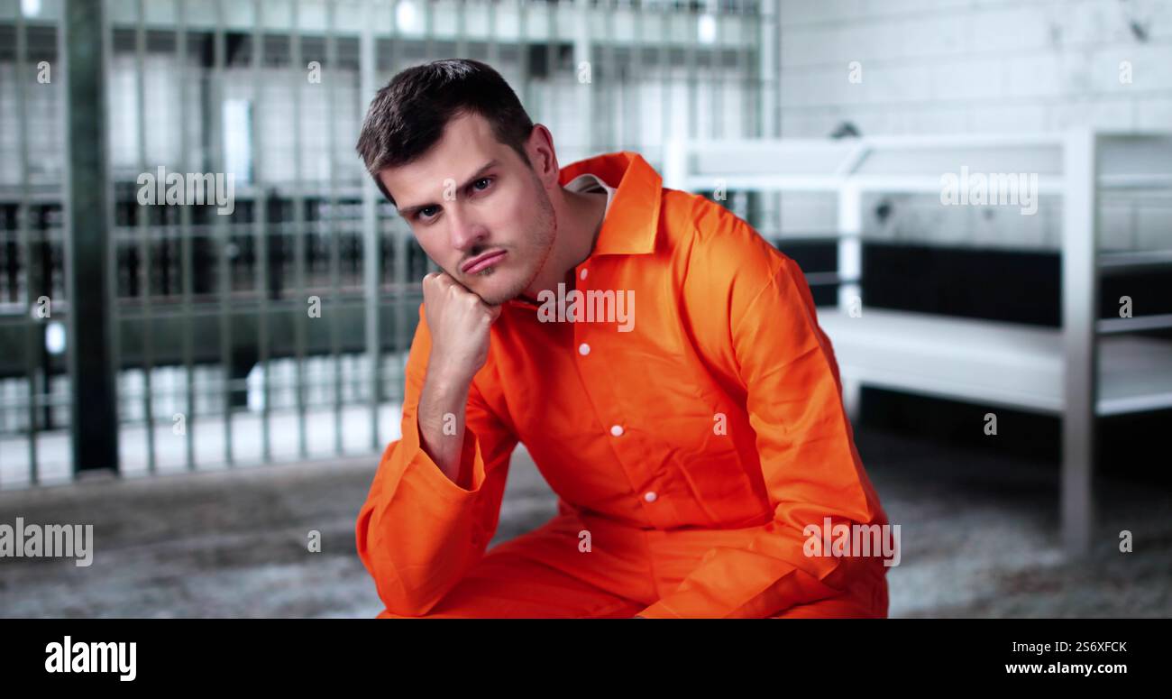 Prisoner Behind Bars In Jail Cell. Crime Punishment And Criminal ...