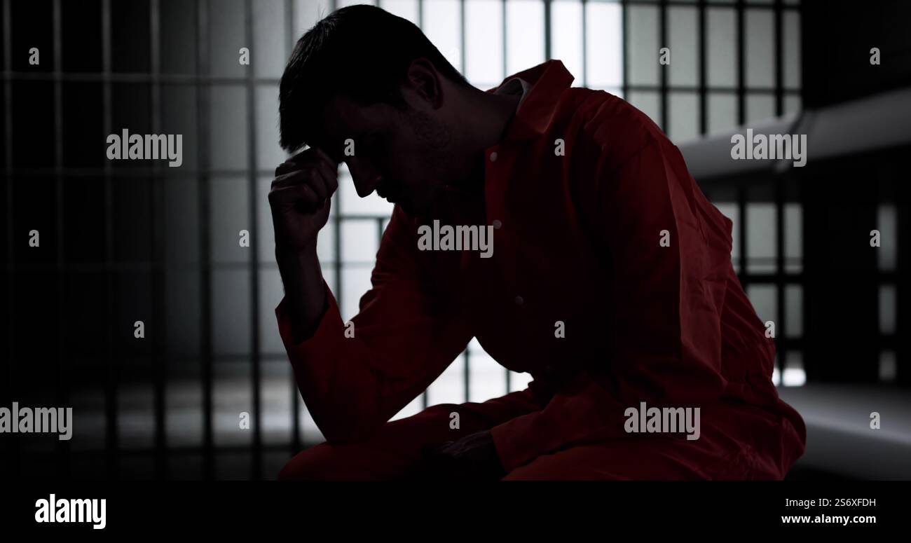 Prisoner Behind Bars In Jail Cell. Crime Punishment And Criminal ...