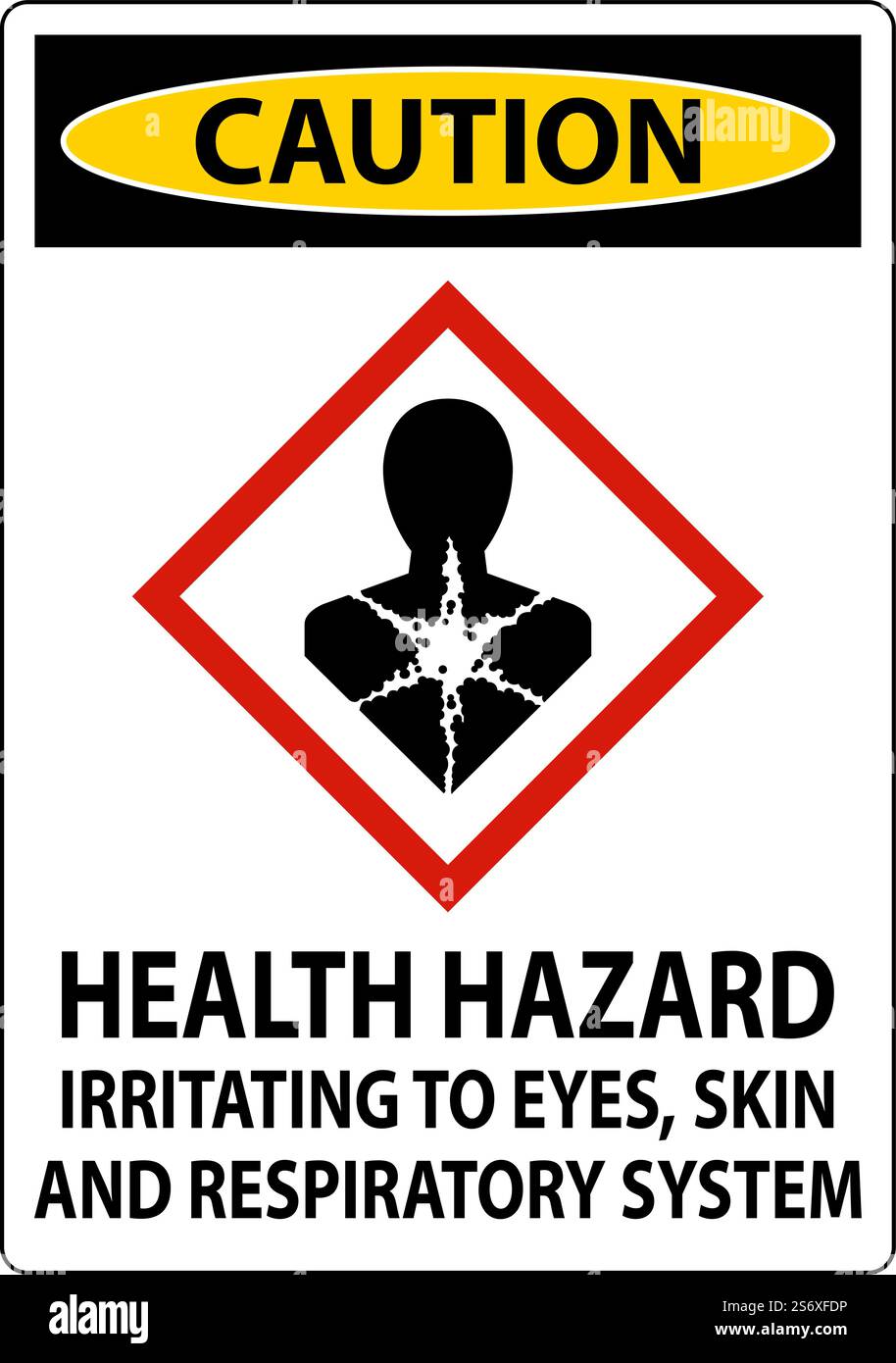 Caution Health Hazard GHS Sign On White Background Stock Vector Image ...