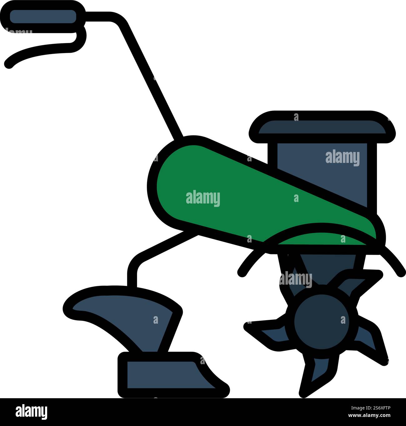 Garden Tiller Icon. Editable Bold Outline With Color Fill Design ...