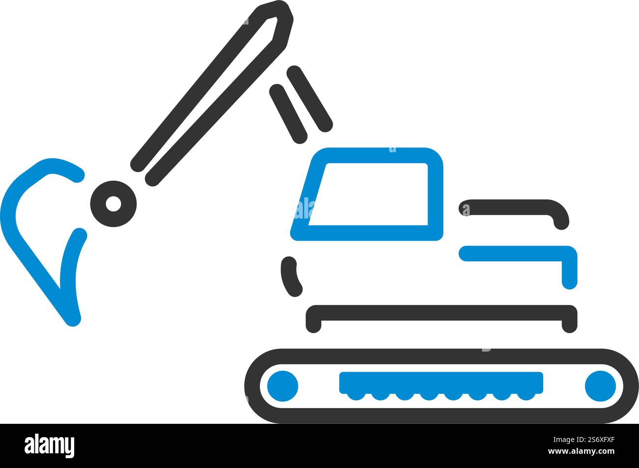 Icon Of Construction Excavator. Editable Bold Outline With Color Fill ...