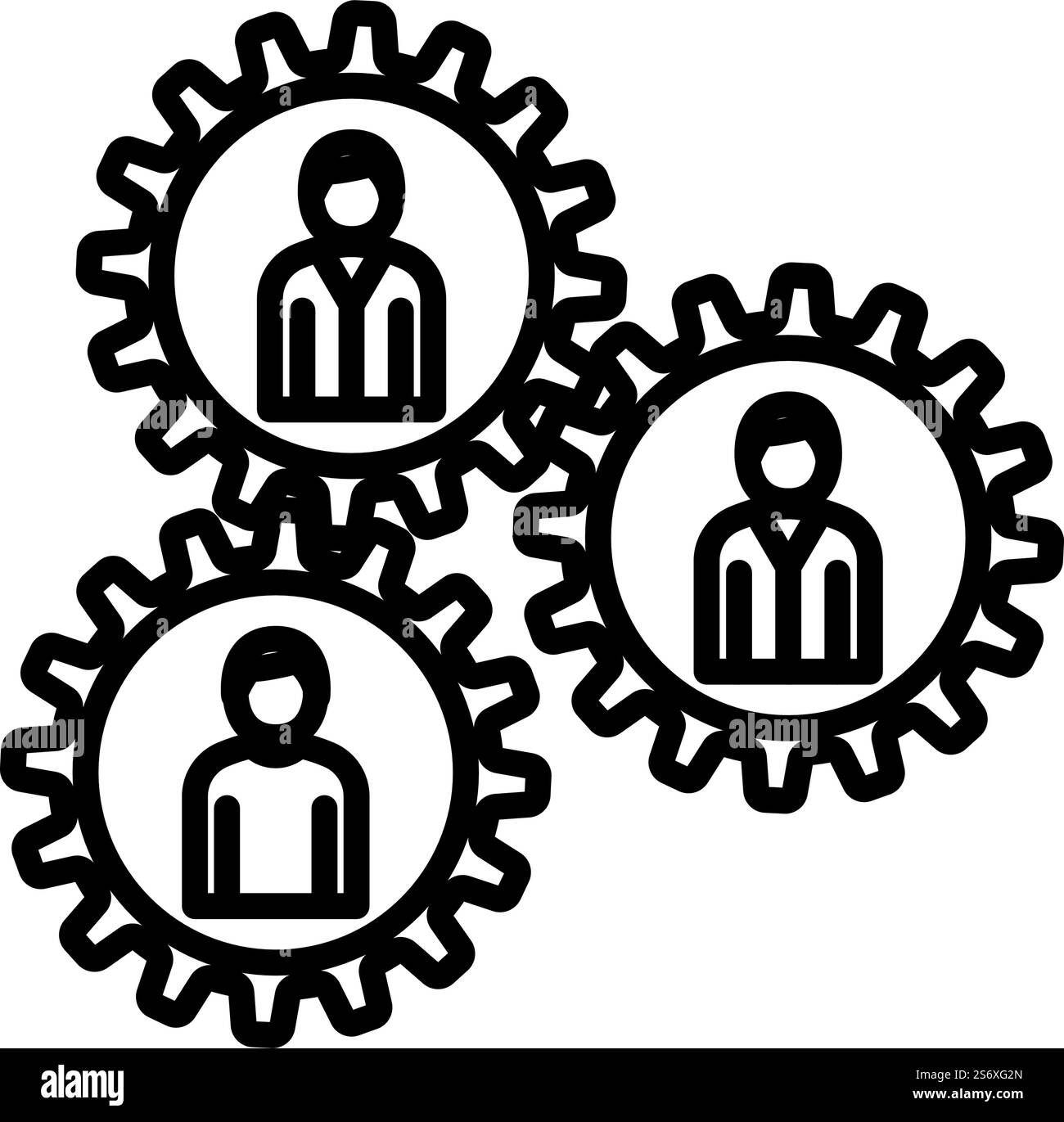 Teamwork Icon. Bold outline design with editable stroke width. Vector ...