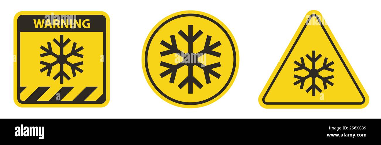 triangle warning sign with snowflake symbol Isolate On White Background ...