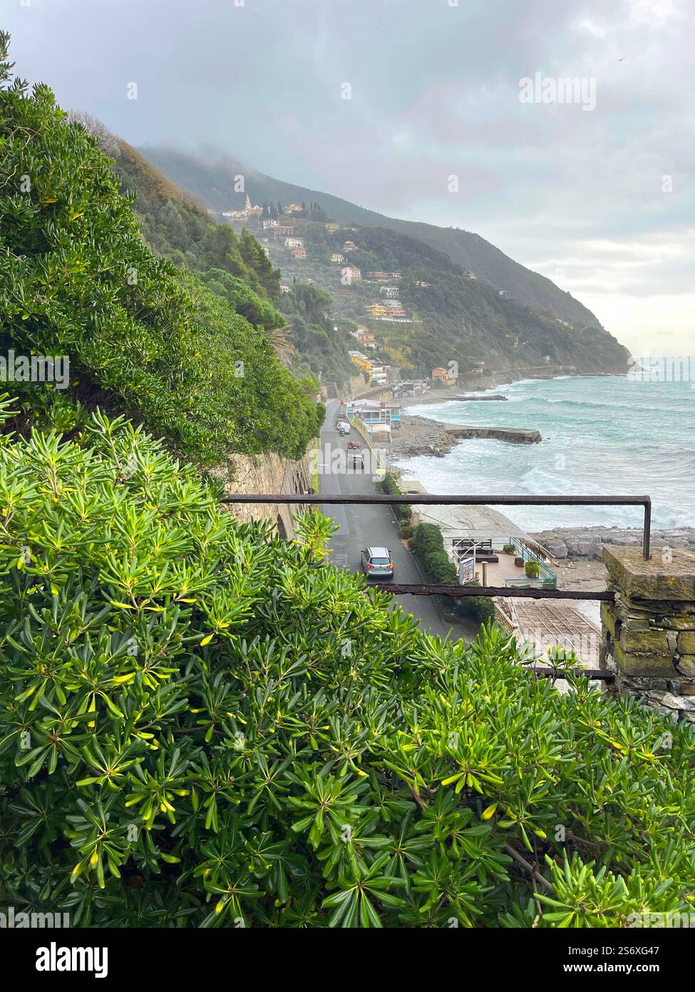 Moneglia, Italy - 09 January 2025. Old park by sea. Overcast weather ...