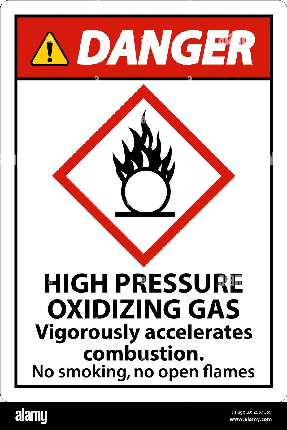 Danger High Pressure Oxidizing Gas GHS Sign On White Background Stock ...