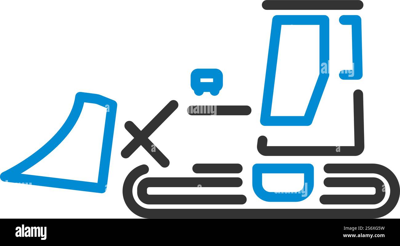 Icon Of Construction Bulldozer. Editable Bold Outline With Color Fill ...