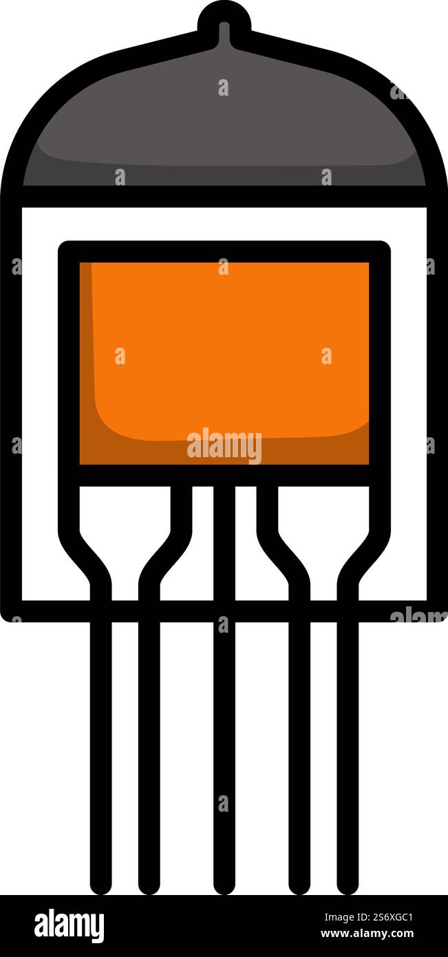 Electronic Vacuum Tube Icon. Editable Bold Outline With Color Fill ...