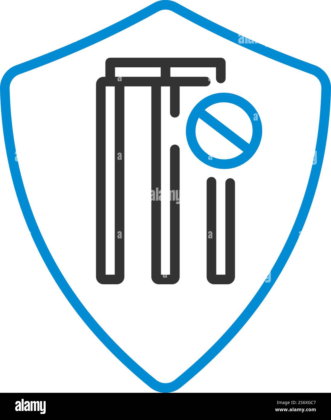 Cricket Shield Emblem Icon. Editable Bold Outline With Color Fill ...