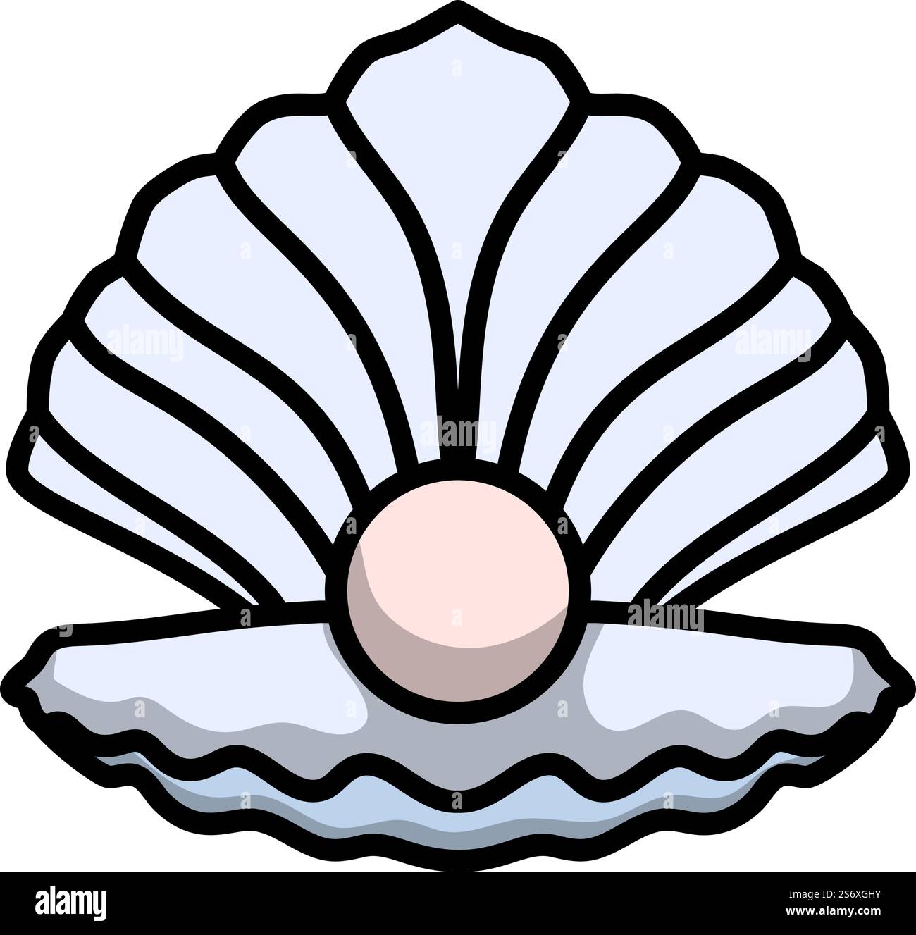 Open Seashell Icon. Editable Bold Outline With Color Fill Design ...