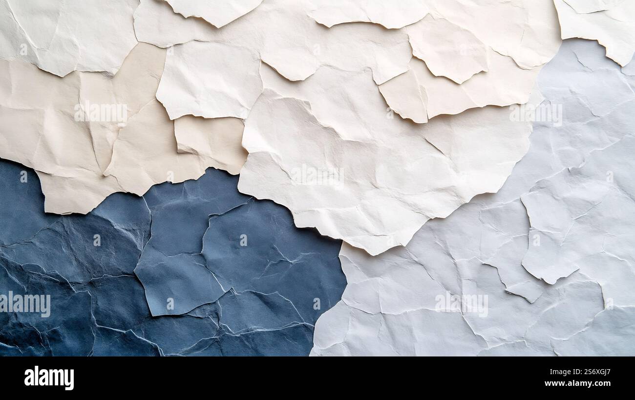 Overlapping abstract paper textures in muted colors with copy space ...