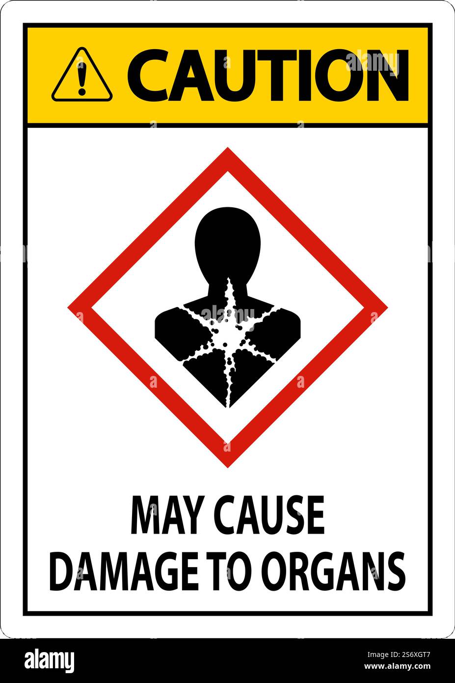 Caution May Cause Damage To Organs GHS Sign On White Background Stock ...