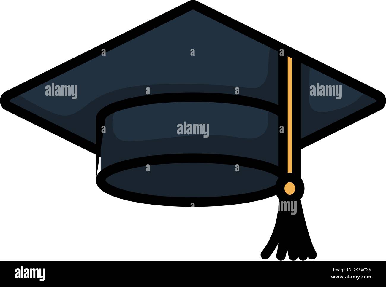 Graduation Cap Icon. Editable Bold Outline With Color Fill Design ...