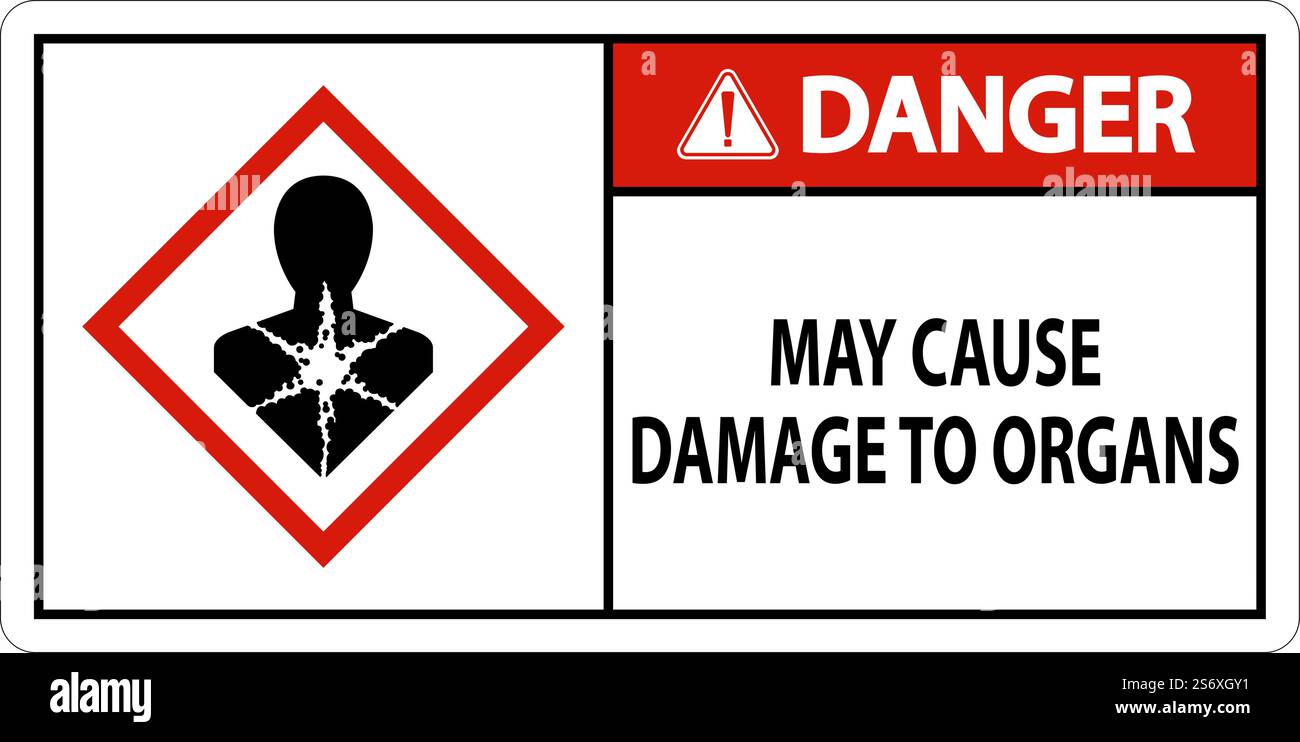 Danger May Cause Damage To Organs GHS Sign On White Background Stock ...