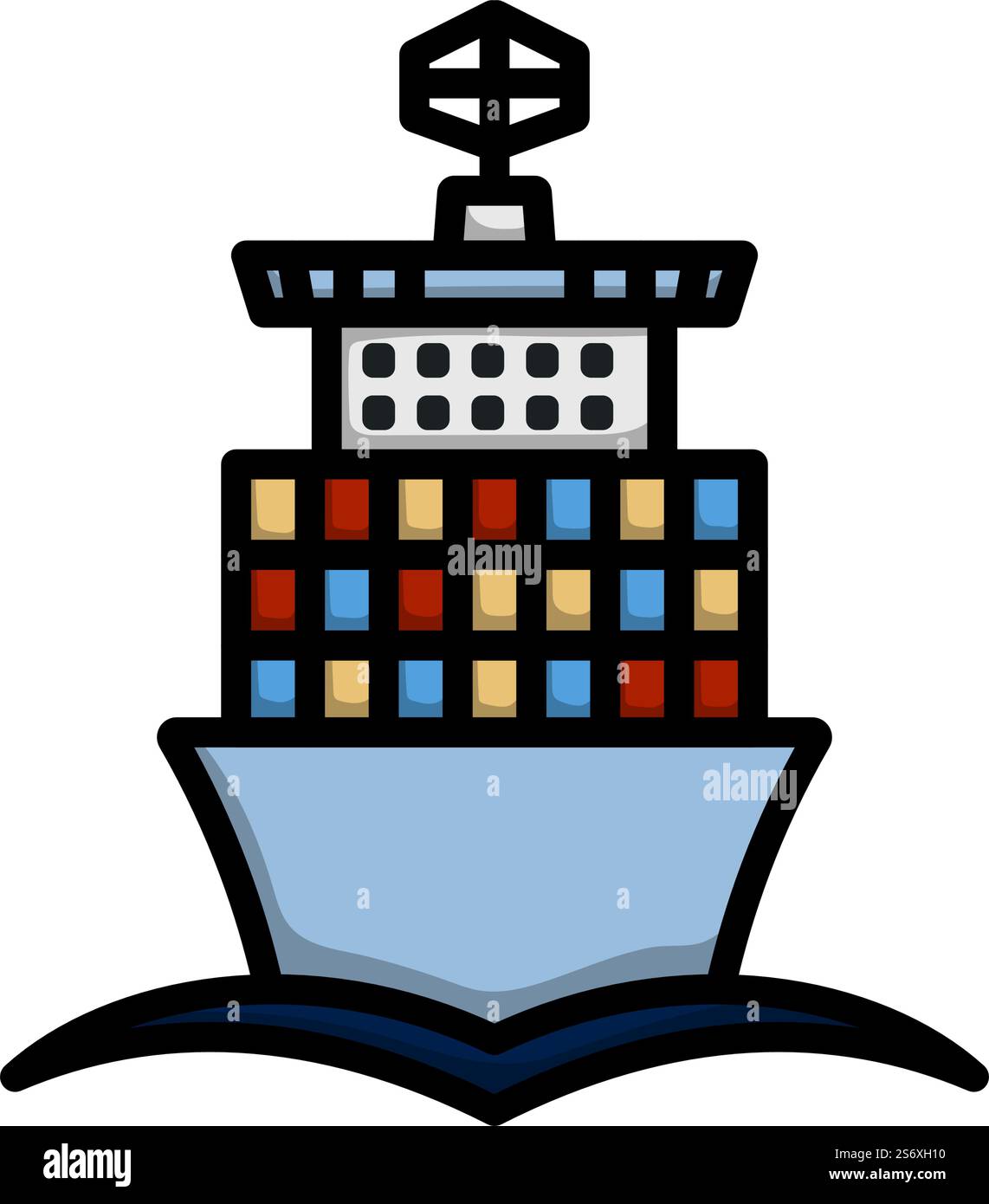 Container Ship Icon. Editable Bold Outline With Color Fill Design ...