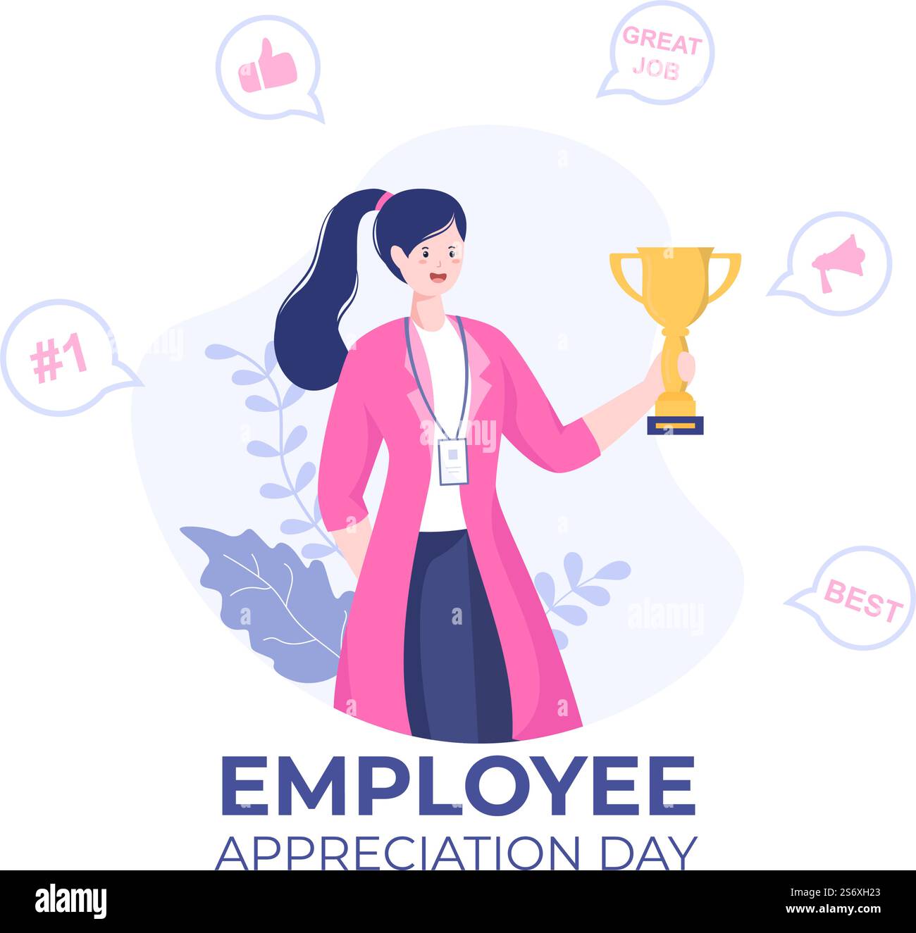 Happy Employee Appreciation Day Cartoon Illustration to Give Thanks or Recognition for their ...