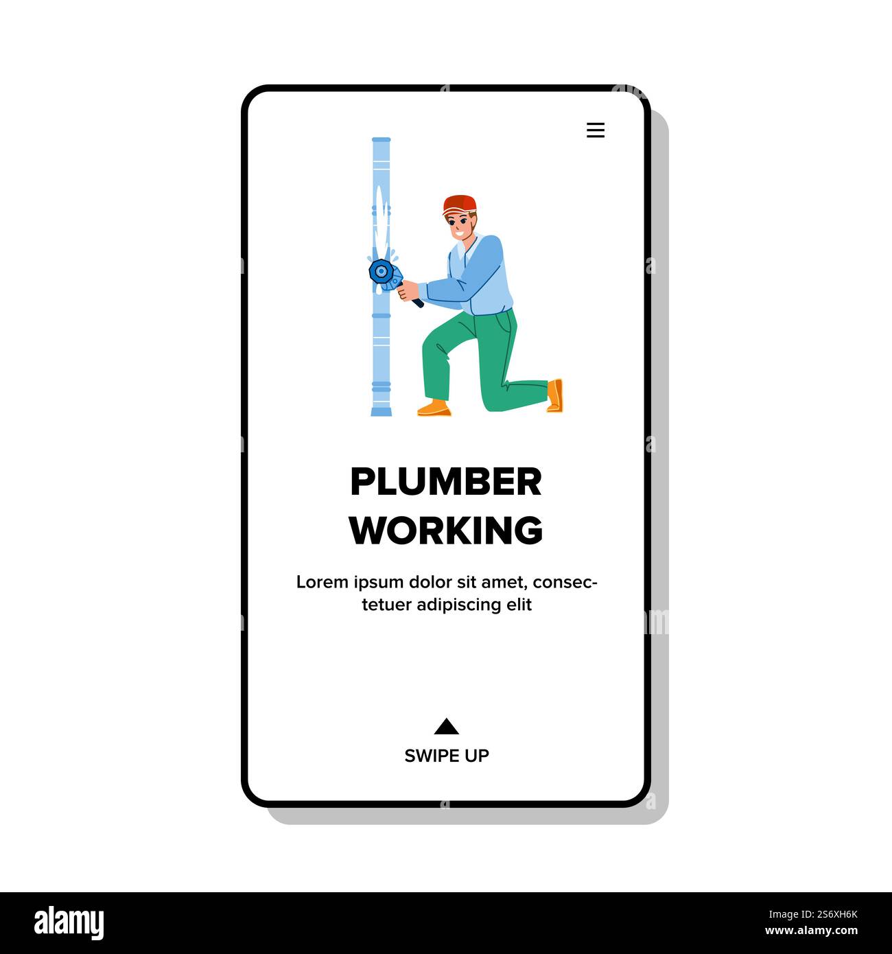 plumber working vector. home repair, handyman worker, pipe plumbing ...