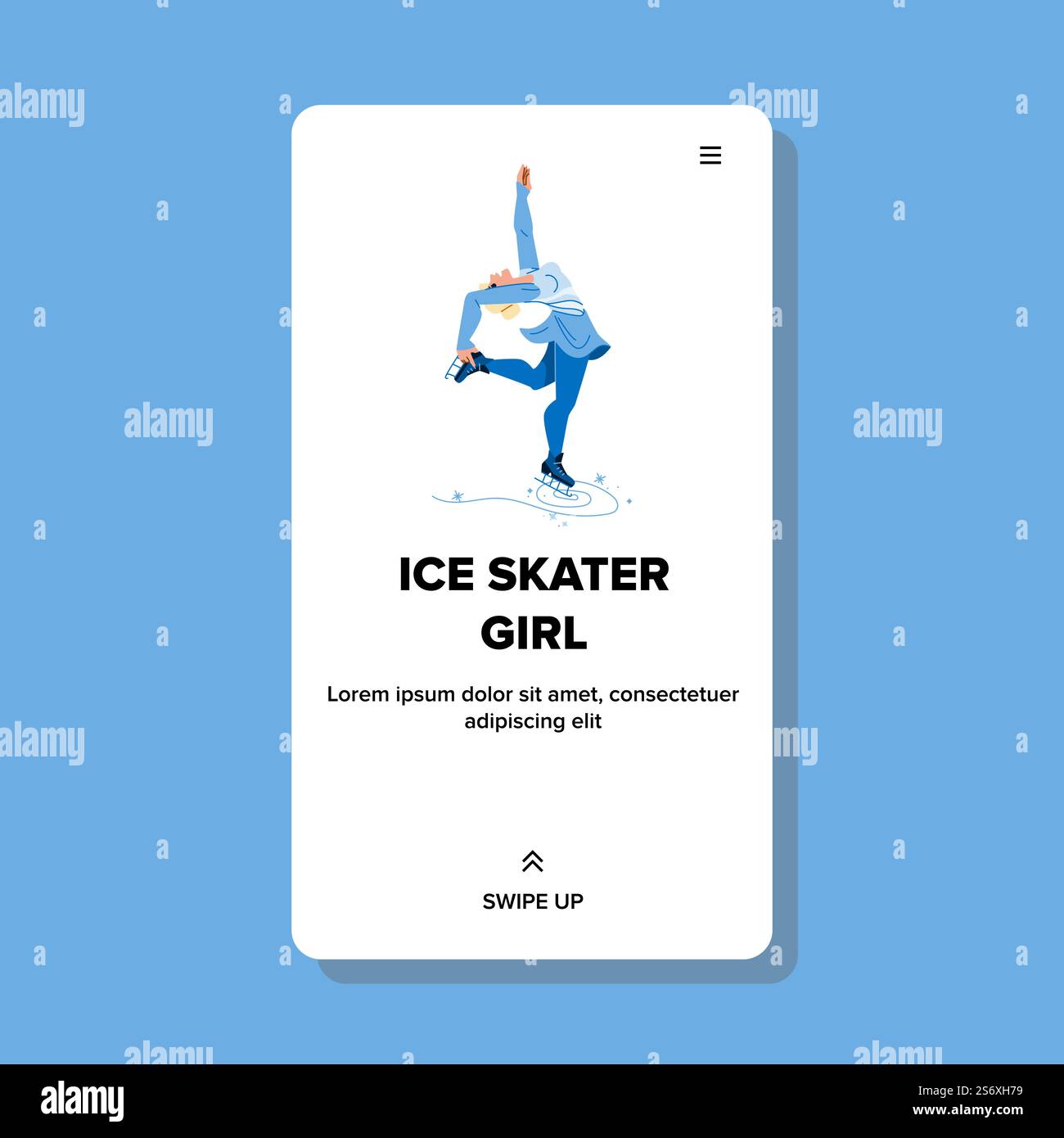 ice skater girl vector. winter figure dance sport, professional female ...