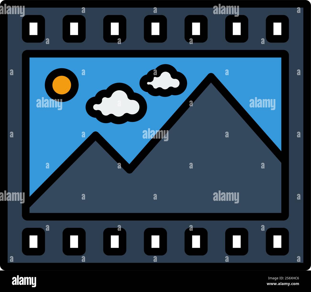 Film Frame Icon. Editable Bold Outline With Color Fill Design. Vector ...