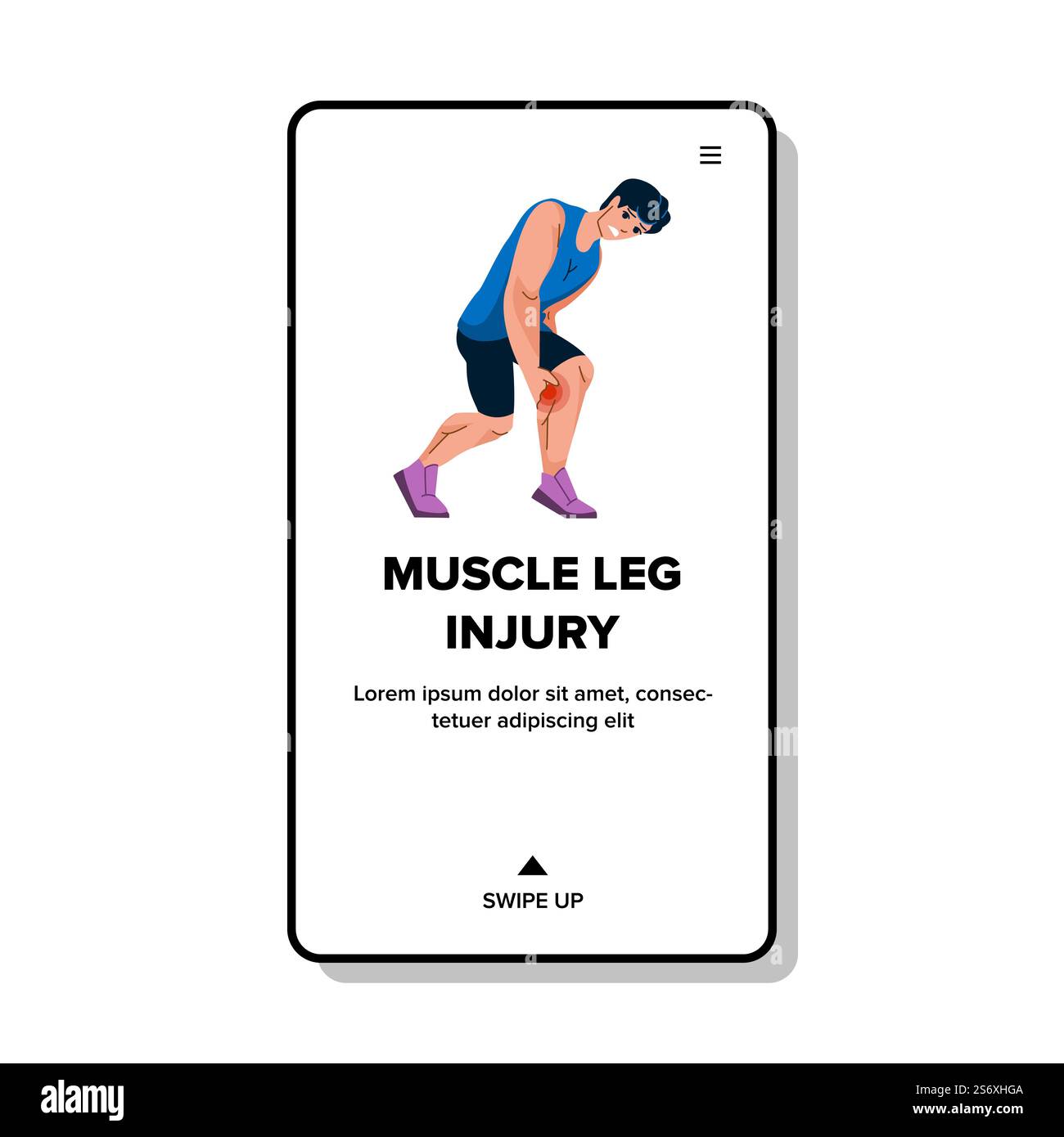 muscle leg injury vector. sport cramp pain, ache hurt, knee sore ...