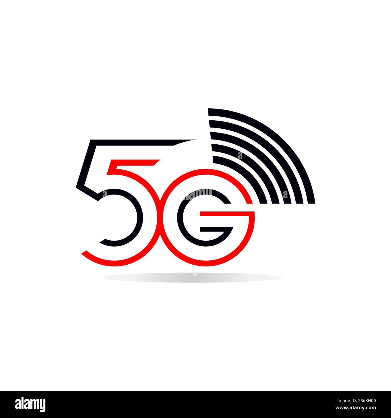 5G network logo. Logo network 5G connection. Number 5 and G letter ...