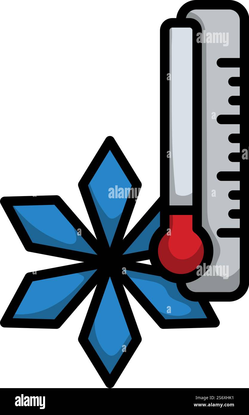 Winter Cold Icon. Editable Bold Outline With Color Fill Design. Vector ...