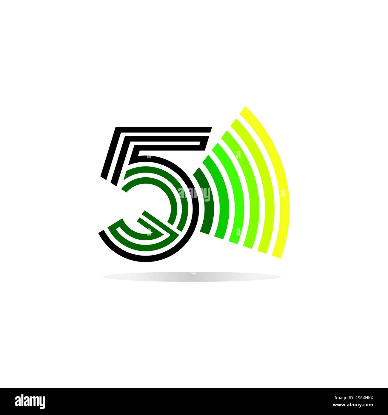 5G network logo. Logo network 5G connection. Number 5 and G letter ...